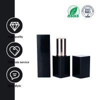 China 3.5g AL Black Rectangle Smooth Bottle With Black Cap For Empty Lipstick Tube for sale