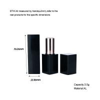 China 3.5g AL Black Rectangle Smooth Bottle With Black Cap For Empty Lipstick Tube for sale