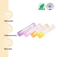 China 3.5g Plastic Transparent cylindrical Frosted bottle with Purple/pink/yellow/orange cap for empty lipstick tube for sale