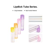 China 3.5g Plastic Transparent cylindrical Frosted bottle with Purple/pink/yellow/orange cap for empty lipstick tube for sale