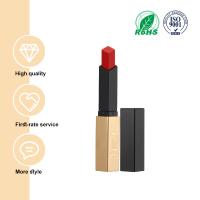 China Slender Lip Balm Tubes 3.5g Red Square Lipstick Metal Like Exterior for sale