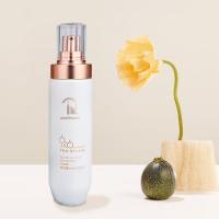 China 50g/100ml/120ml Glass White cylindrical Smooth with white pump for cosmetic packaging bottle for sale