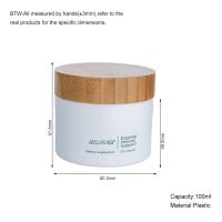 China 100ml White Cosmetic Bamboo Bottle Plastic Cream Jar With Bamboo Lid for sale