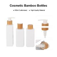 China 180ml White Lotion Cosmetic Bamboo Bottle With Bamboo Cap for sale