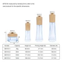 China Transparent Glass Cosmetic Bamboo Bottle Bamboo Cosmetic Jar Set With Bamboo Lids for sale