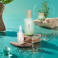 China 50g 130ml Pink Bottle Skin Care Bottle With Bamboo Lid 37mm for sale