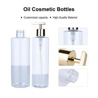 China 300ml Clear Makeup Remover Pump Bottle Plastic Bottle With Sprayer Golden Color for sale