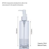 China 160ml Clear Cylindrical Plastic Eye Makeup Remover Pump Bottle 45.5mm for sale