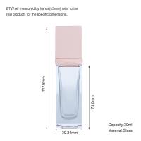 China 30ml Glass Transparent rectangular clear/Frosted bottle with Pink cap for empty Foundation Bottle for sale