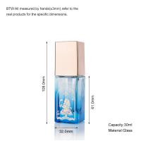 China 30ml Glass blue transparent clear rectangle bottle with white pump for empty Foundation Bottle for sale