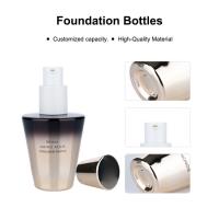 China 40ml Funnel Shaped Empty Foundation Bottle With Luxurious Black And Gold Gradient for sale
