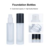 China 30ml Empty Foundation Bottle Simplicity Redefined Frosted Glass With Black Plastic Cap for sale