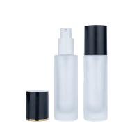 China 30ml Empty Foundation Bottle Simplicity Redefined Frosted Glass With Black Plastic Cap for sale