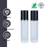 China 30ml Empty Foundation Bottle Simplicity Redefined Frosted Glass With Black Plastic Cap for sale