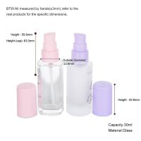 China 30ml Transparent Empty Foundation Bottle With Pink Or Purple Plastic Caps for sale