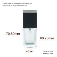 China 30ml Square Foundation Bottle Empty Clear Glass With Black Plastic Cap for sale