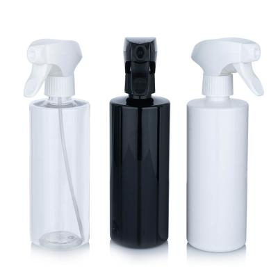 China 500ml Plastic Transparent/Black/White Clear Cylindrical Bottle With White/Black Spray For Empty Trigger Sprayer Bottle for sale