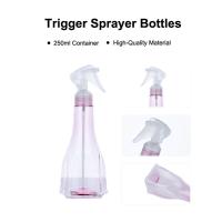 China 250ml Plastic Transparent Pink Clear Cylindrical Bottle With White Spray For Empty Trigger Sprayer Bottle for sale