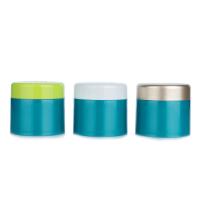 China 40ml Blue Opaque Plastic Empty Cream Jar With Silver White Green Lids for sale