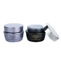 China 50ml Glossy Gray Glass Empty Cream Jar Glass Beauty Jars With Gray Lid for sale