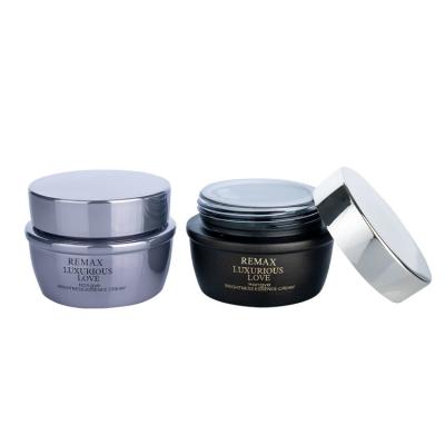 China 50ml Glossy Gray Glass Empty Cream Jar Glass Beauty Jars With Gray Lid for sale