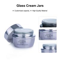 China 50ml Glossy Gray Glass Empty Cream Jar Glass Beauty Jars With Gray Lid for sale