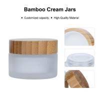 China 50g Glass Jar With Bamboo Lid 61.3MM for sale