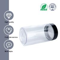 China 60ml 120ml 150ml Cylindrical Transparent Plastic Cream Jars With Black Lids for sale