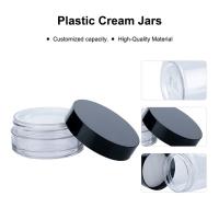 China 60ml 120ml 150ml Cylindrical Transparent Plastic Cream Jars With Black Lids for sale