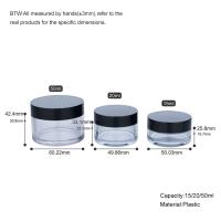 China 15/20/50g Oval Shape Transparent Smooth Plastic Bottle With Black Lid For Empty Cream Jar for sale