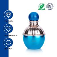 China 50ml Cylindrical Blue Frosted Glass Bottle With Golden Lid For Empty Cream Jar for sale