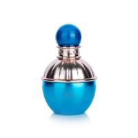 China 50ml Cylindrical Blue Frosted Glass Bottle With Golden Lid For Empty Cream Jar for sale