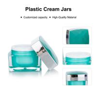 China 15g 40g Empty Cream Jar Square Plastic Double Layer Clear Plastic Jars With Lids for sale