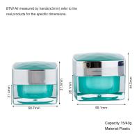China 15g 40g Empty Cream Jar Square Plastic Double Layer Clear Plastic Jars With Lids for sale