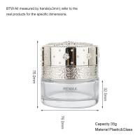 China 35g Cylinder Glass Container Transparent Glass Round Cream Jar With Gold Embossed Lid for sale