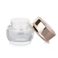 China 35g Clear Glass Empty Cream Jar Double Wall Cosmetic Jars For Skincare Cosmetics for sale