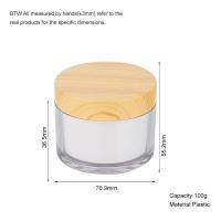 China 100g Cylindrical Transparent Clear Plastic Bottle With Bamboo Lid For Empty Cream Jar for sale
