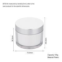 China 100g Double Layer Empty Face Cream Jars Plastic Customizable With Silver Lid for sale