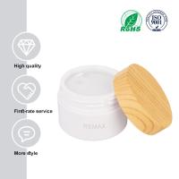 China 120ml cylindrical white Smooth Plastic Bottle With bamboo Lid For Empty Cream Jar for sale