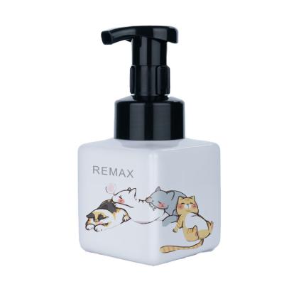 China 300/500ml Plastic white rectangle smooth bottle with black pump for Foam Pump Bottle for sale
