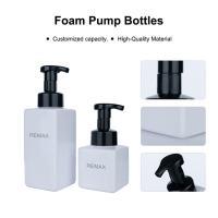 China 300/500ml Plastic white rectangle smooth bottle with black pump for Foam Pump Bottle for sale