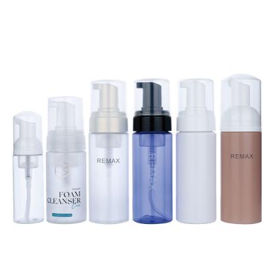China 50/100/150ml Plastic white/transparent/blue cylindrical smooth/frosted bottle with white/black pump for Foam Pump Bottle for sale