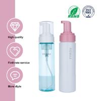 China 200/350ml Plastic White/Transparent/Blue Cylindrical Smooth Bottle With Pink/White Pump For Foam Pump Bottle for sale
