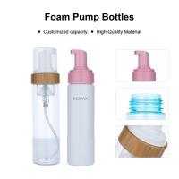 China 200/350ml Plastic White/Transparent/Blue Cylindrical Smooth Bottle With Pink/White Pump For Foam Pump Bottle for sale