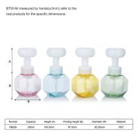 China 200ml Plastic Pink/Green/Yellow/Blue Rhombus Clear Bottle With White Pump For Foam Pump Bottle for sale