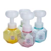 China 200ml Plastic Pink/Green/Yellow/Blue Rhombus Clear Bottle With White Pump For Foam Pump Bottle for sale