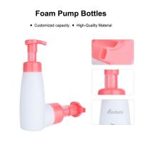 China 300ml White Plastic Empty Foaming Pump Bottle With Pink Head Smooth for sale