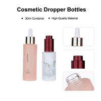 China 50ml White/Pink Cylindrical Frosted Glass Bottle With Silver/Red Dropper For Empty Dropper Bottle for sale