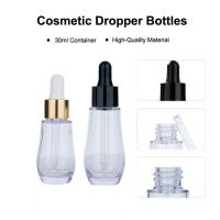 China 20/30ml Transparent Glass Clear Cylindrical Bottle With Golden/Black Drop For Cosmetic Glass Bottles for sale