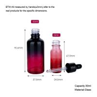 China Glass Cosmetic Dropper Bottles 30ml Round Clear Red Essential Oil Sample Bottles for sale